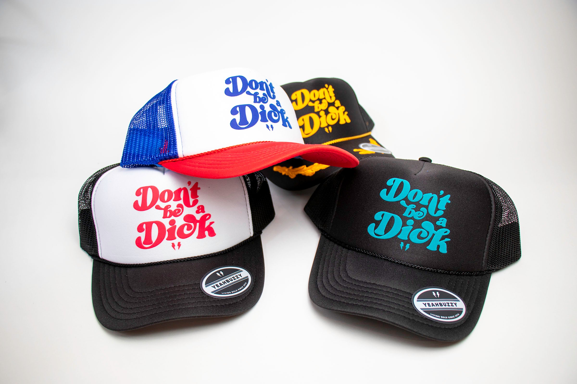 Don't be a Dick- Foam Trucker Cap (Gold/Black) – YEAHBUZZY